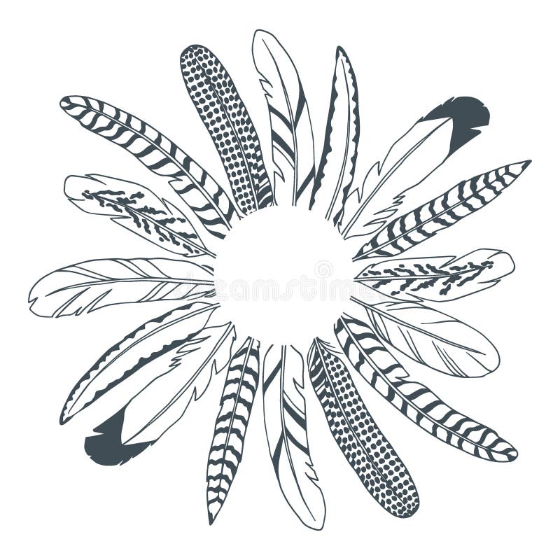 Feather Native Round Frame Stock Illustrations – 311 Feather Native ...