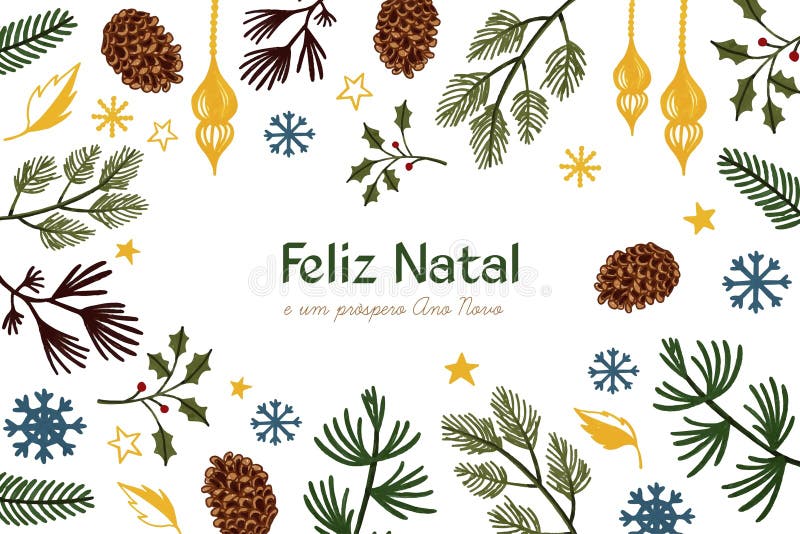 Hand Drawn Feliz Natal Vector Design Illustration Stock Vector ...