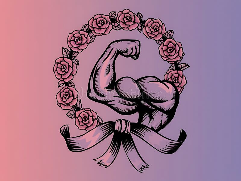 Hand-Drawn Feminine Strength Symbol Illustration Stock Illustration ...