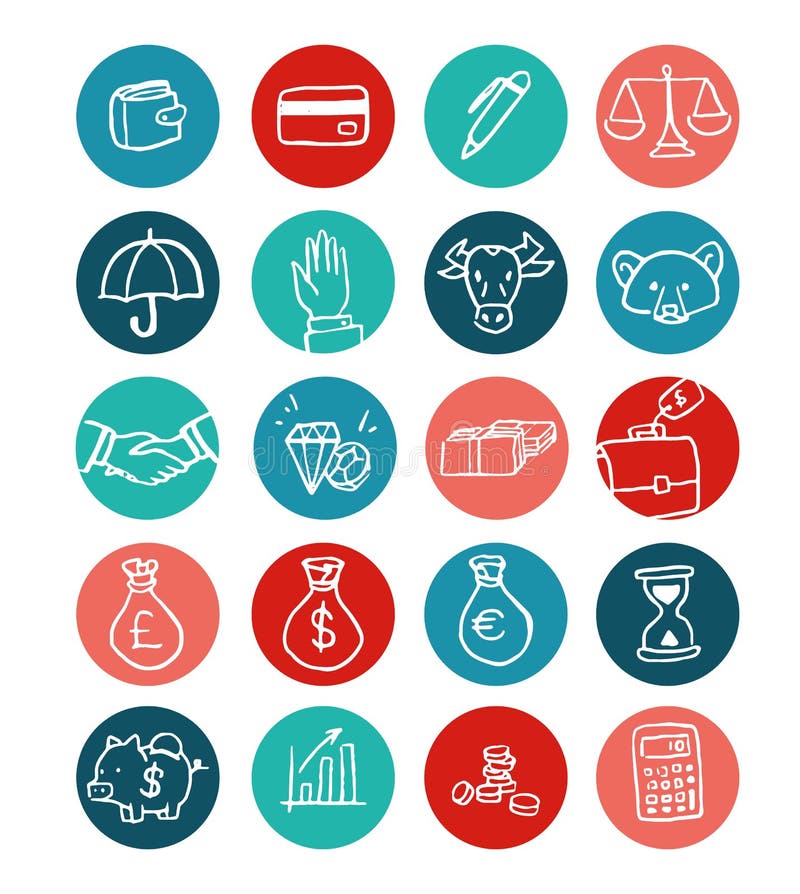 Hand drawn Finance Icons stock vector. Illustration of drawing - 55562215