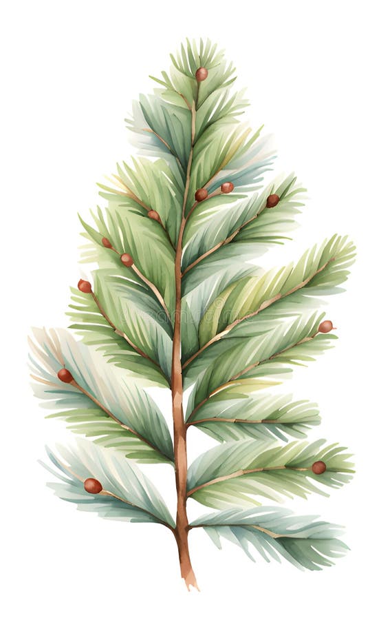 Hand Drawn Fir Tree Branches Stock Illustration - Illustration of merry ...