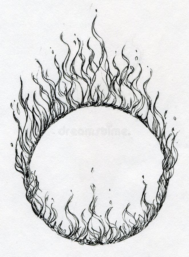 Hand drawn fire ring stock illustration. Illustration of flamma - 37852881