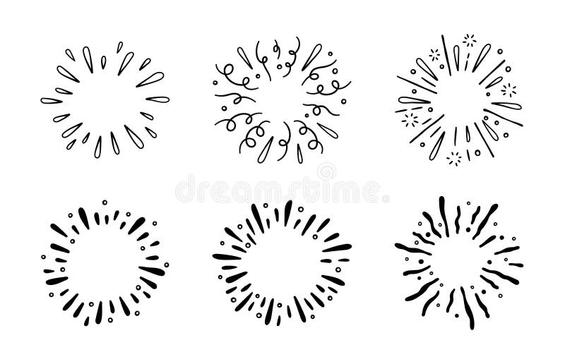 Hand Drawn Firework. Star Burst. Sunburst Doodle Icon. Hand Drawn ...