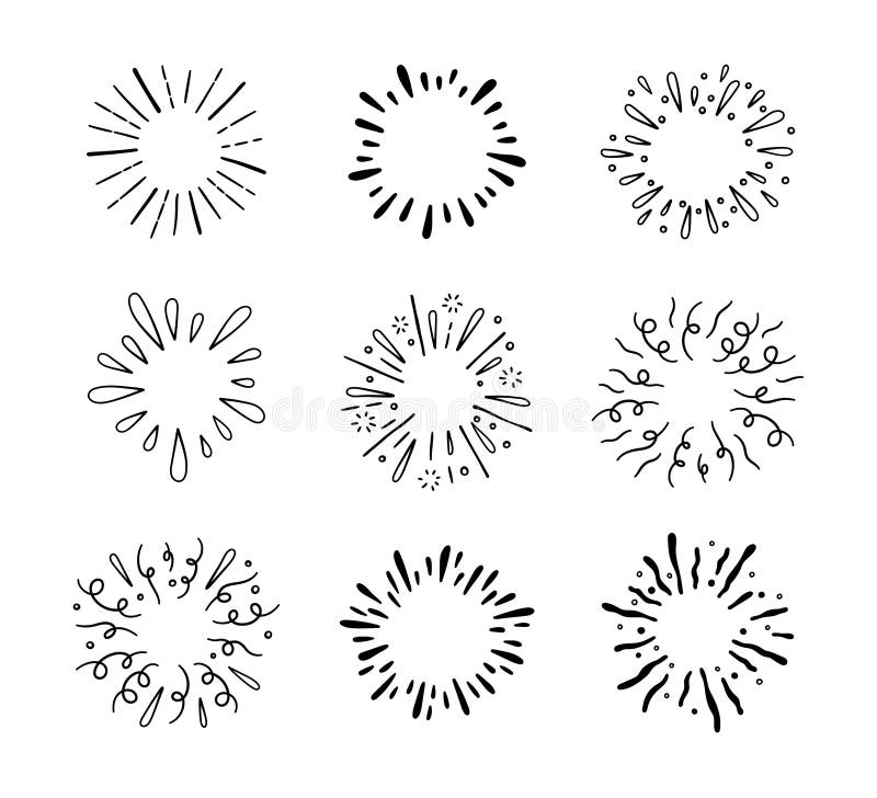 Hand Drawn Firework. Star Burst. Sunburst Doodle Icon. Hand Drawn ...