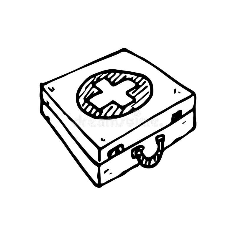 First Aid Kit Hand Drawn Outline Doodle Icon. Stock Vector ...