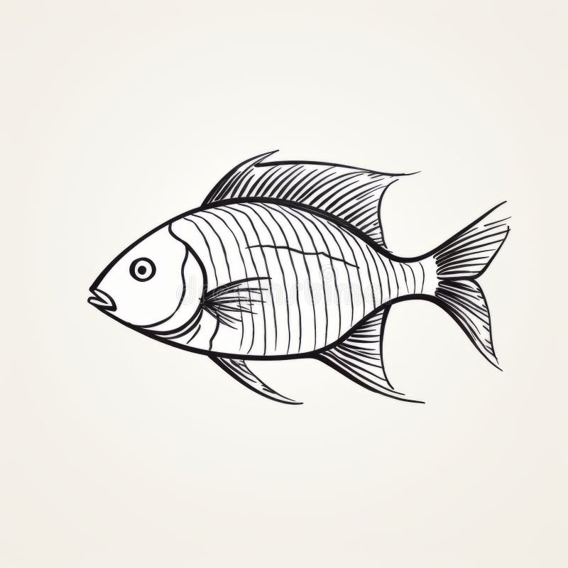 Hand Drawn Fish Illustration in Precisionist Style Stock Illustration ...