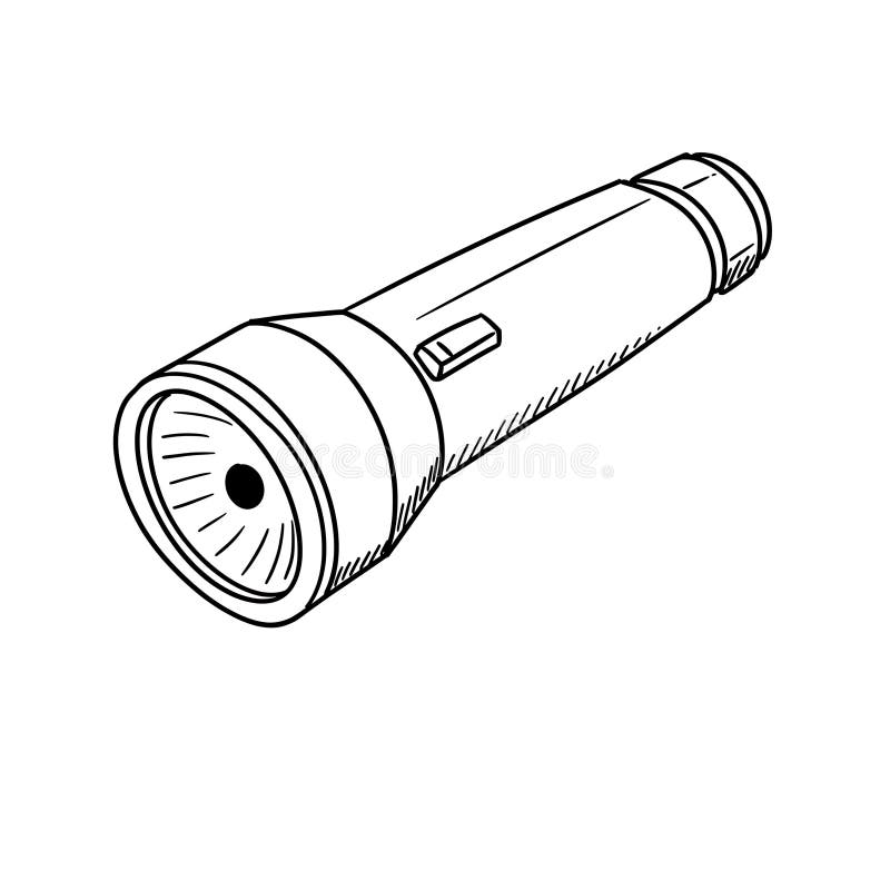 Hand-Drawn Flashlight Illustration Stock Illustration - Illustration of ...