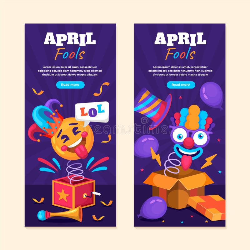 Hand Drawn Flat April Fools Day Vertical Banner Templates Stock ...