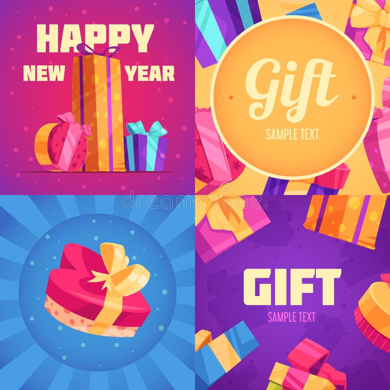 Hand Drawn Flat Cartoon Gift Illustration Collection Stock Illustration ...