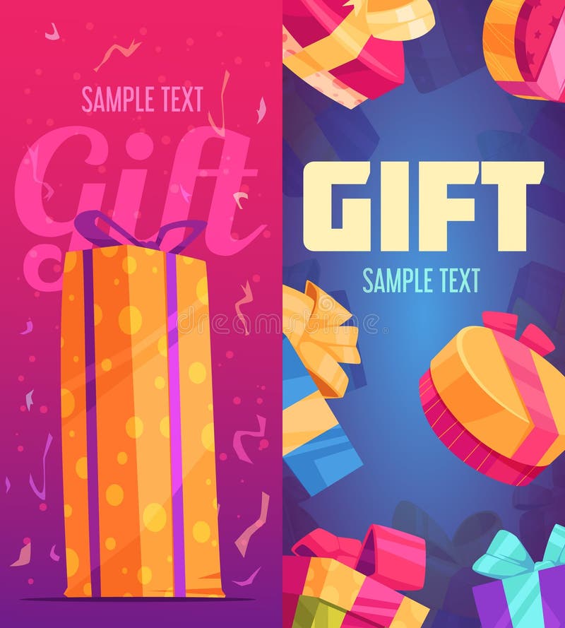 Hand Drawn Flat Cartoon Gift Vertical Banner Template Collection Stock ...