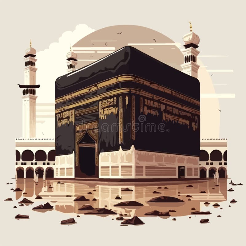 Hand Drawn Flat Design Al Kaaba Illustration. Stock Vector ...