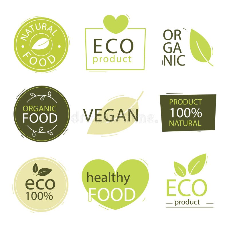 Hand Drawn Flat Design Eco Friendly Labels Vector Illustration. Stock ...