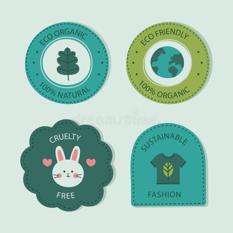 Hand Drawn Flat Design Eco Friendly Labels Vector Illustration. Stock ...