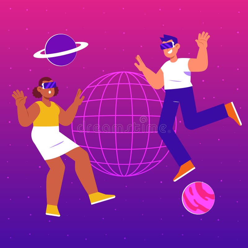 Hand Drawn Flat Design Metaverse Illustration Vector Illustration ...