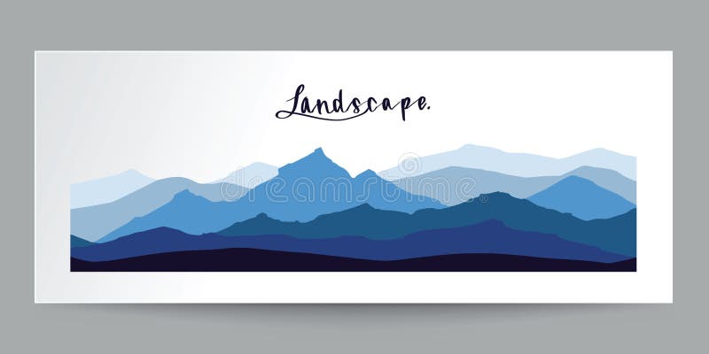 Hand Drawn Flat Design, Mountains Landscape With Calligraphy, Il Stock ...