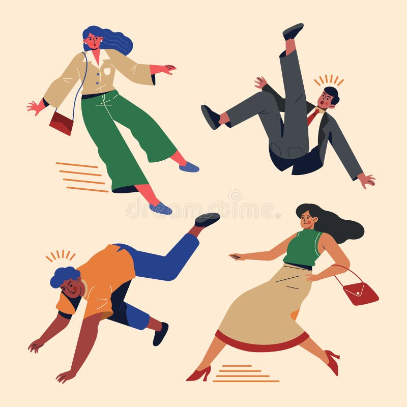 Hand Drawn Flat Design People Falling Collection Vector Illustration ...