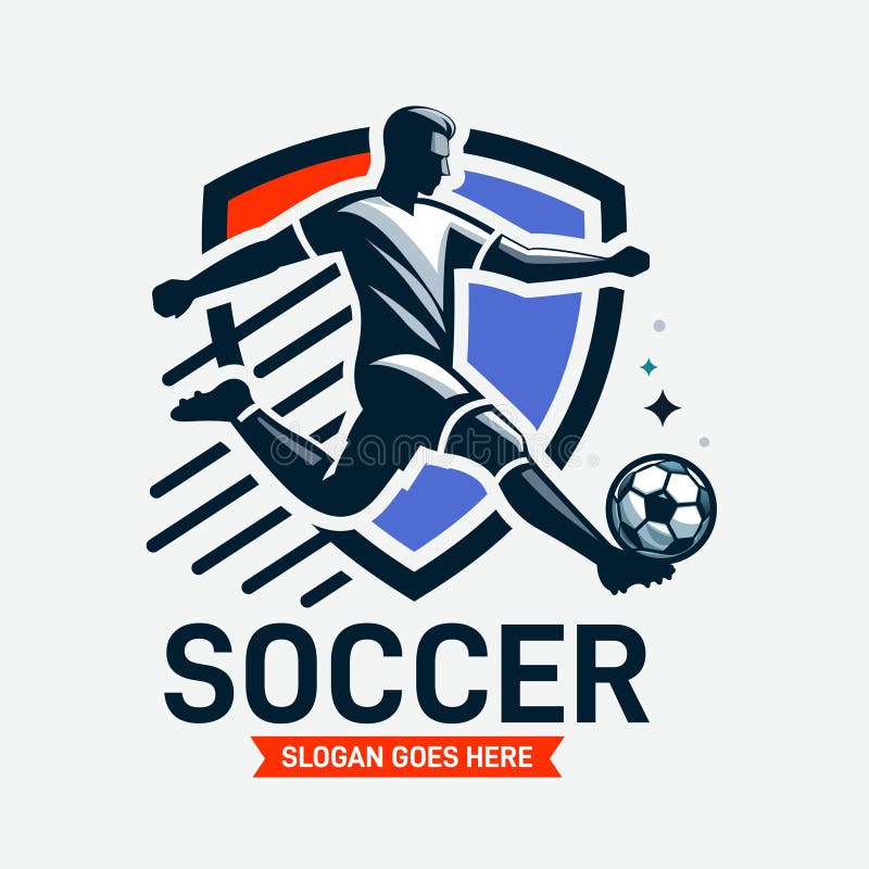 Hand Drawn Flat Design Soccer Logo Template Stock Vector - Illustration ...