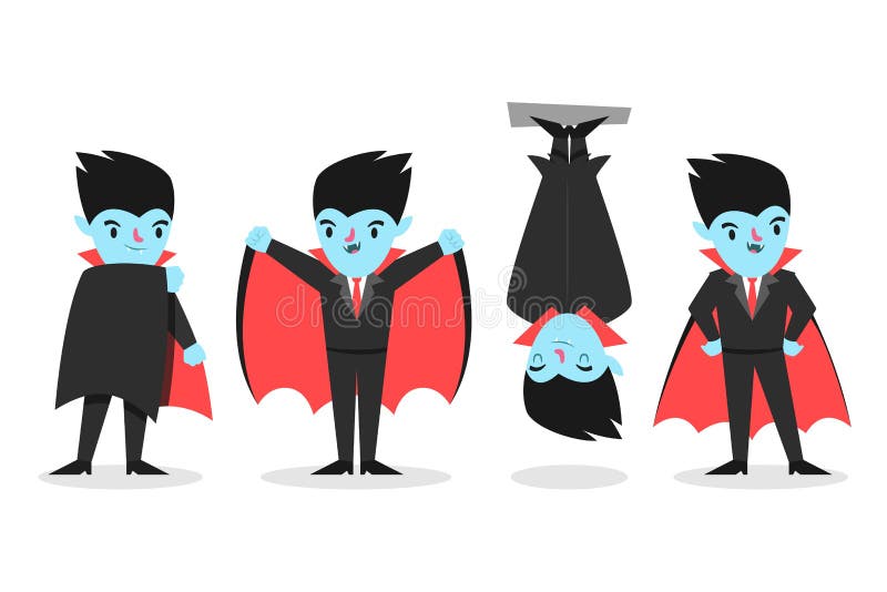 Hand Drawn Flat Design Vampire Character Set Pack Collection Stock ...