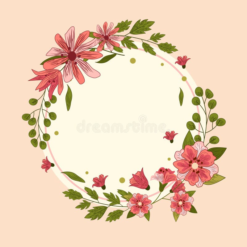 Hand Drawn Flat Floral Engraving Frame Stock Illustration ...