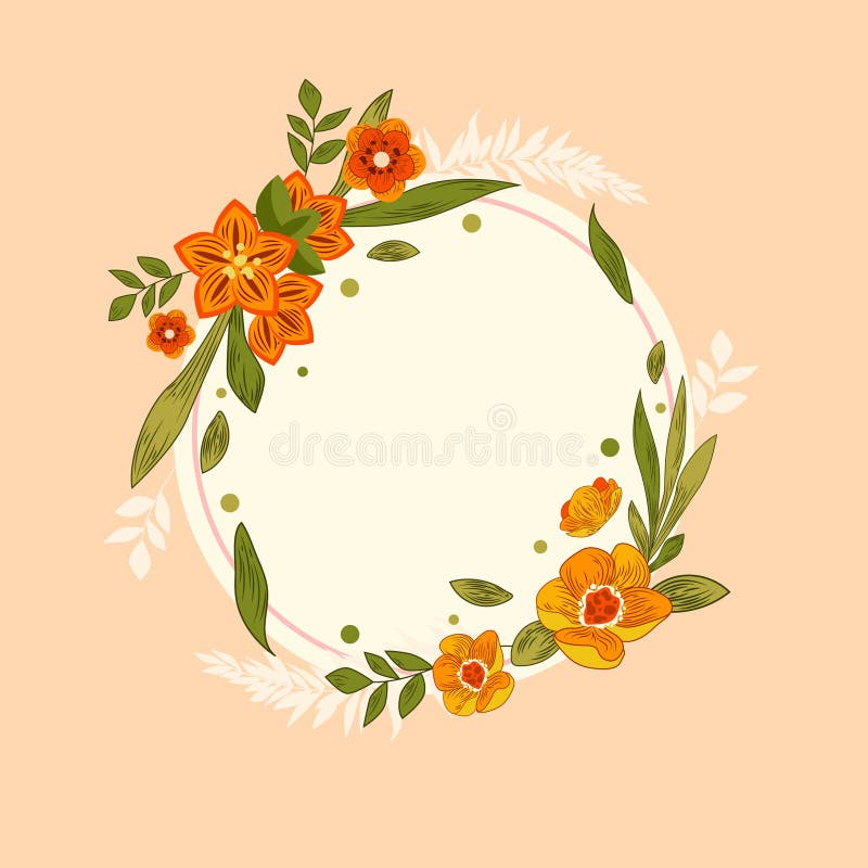 Hand Drawn Flat Floral Engraving Frame Stock Illustration ...