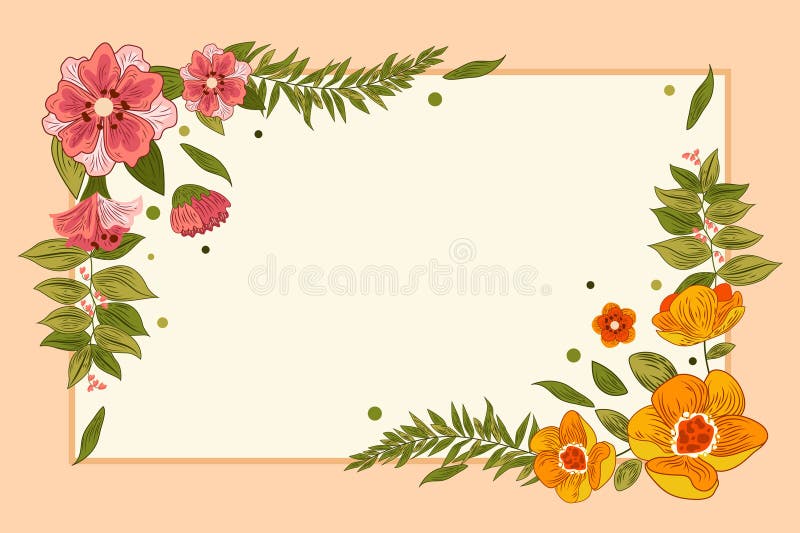 Hand Drawn Flat Floral Engraving Frame Stock Illustration ...