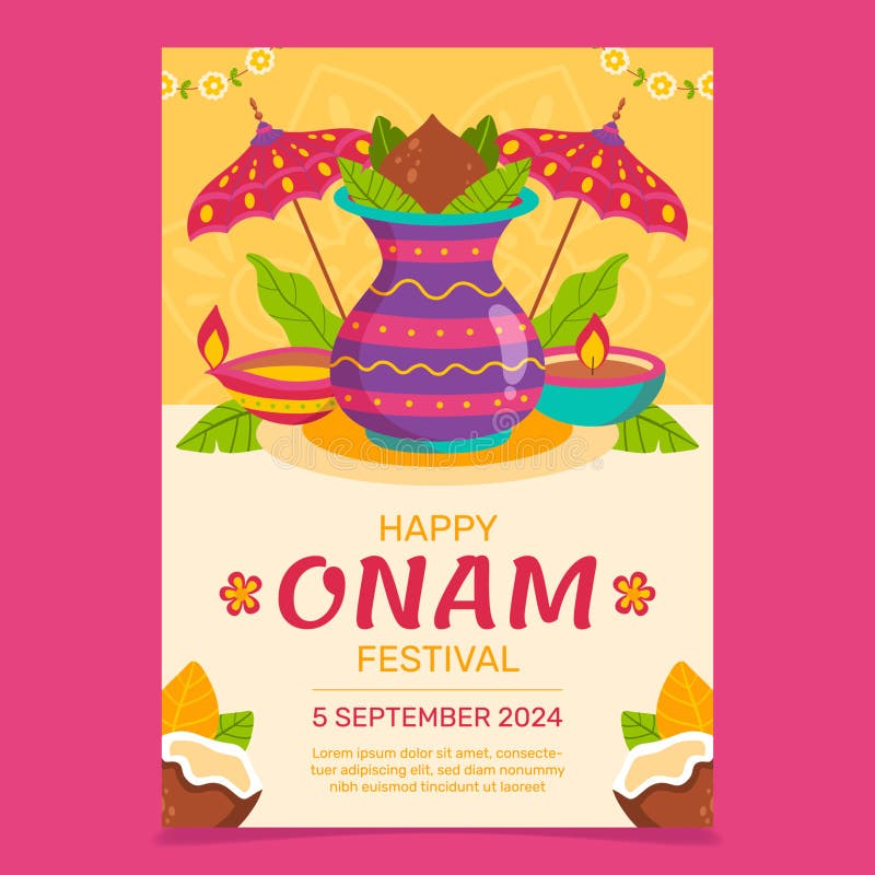 Hand Drawn Flat Happy Onam Flyer Template Stock Illustration ...