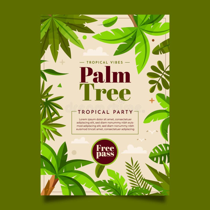 Hand Drawn Flat Palm Tree Poster Template Stock Illustration ...