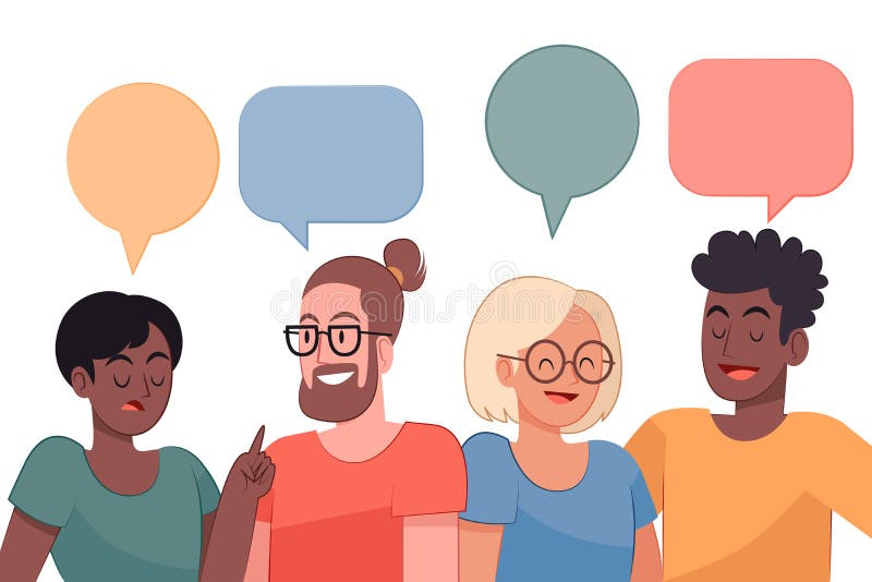 Hand Drawn Flat People Talking Vector Illustration. Stock Vector ...