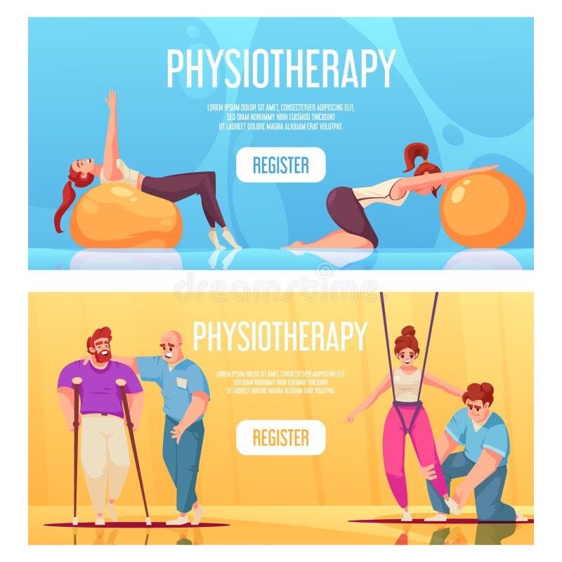 Hand Drawn Flat Physiotherapy Horizontal Banner Templates Stock ...