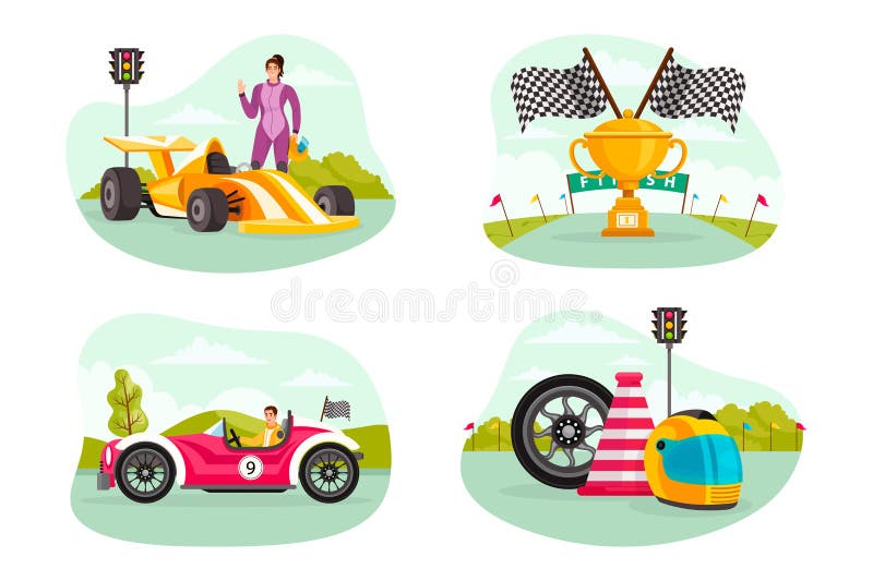 Racing Mini Composition Collection Stock Illustrations – 4 Racing Mini ...