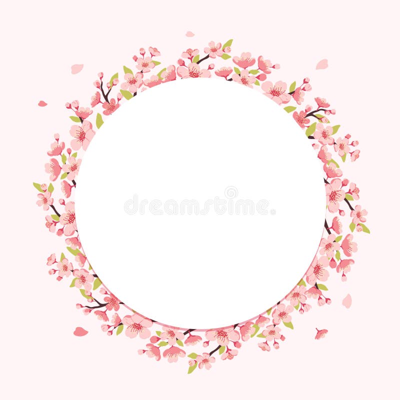 Hand Drawn Flat Sakura Tree Frame Background Stock Illustration ...