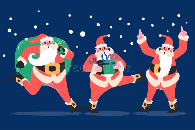 Hand Drawn Flat Santa Claus Characters Collection Abstract Design ...