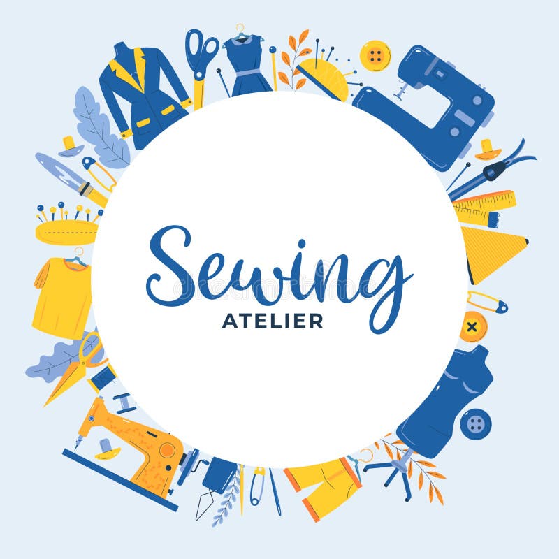 Hand Drawn Flat Sewing Frame Stock Illustration - Illustration of ...