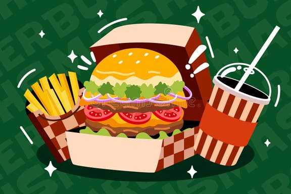 Hand Drawn Flat Smash Burger Menu Illustration Stock Vector ...