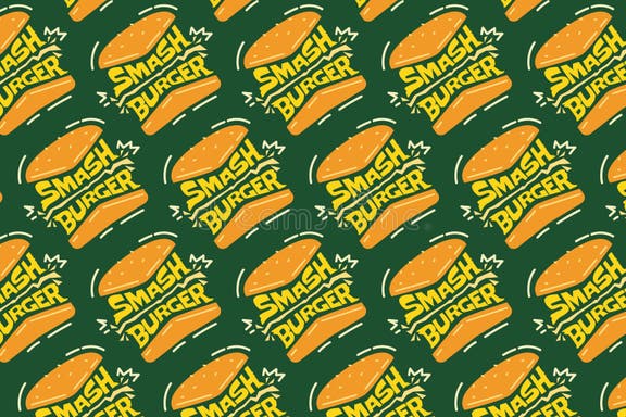 Hand Drawn Flat Smash Burger Pattern Stock Vector - Illustration of ...