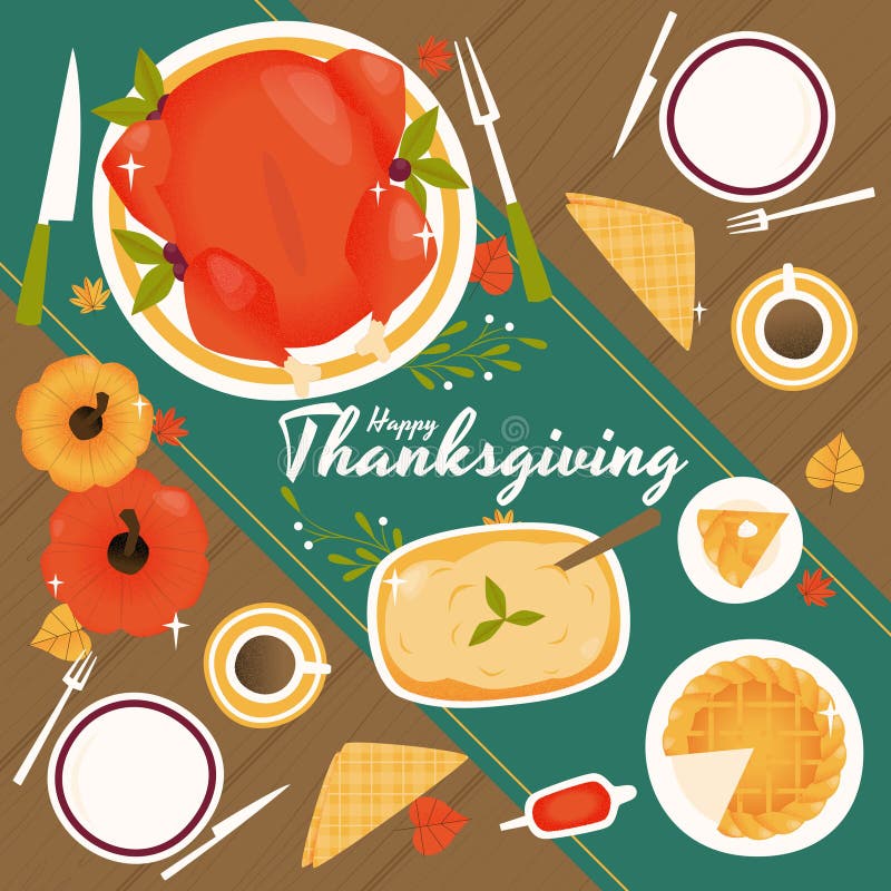 Hand Drawn Flat Thanksgiving Vector Design Illustration Stock Vector ...