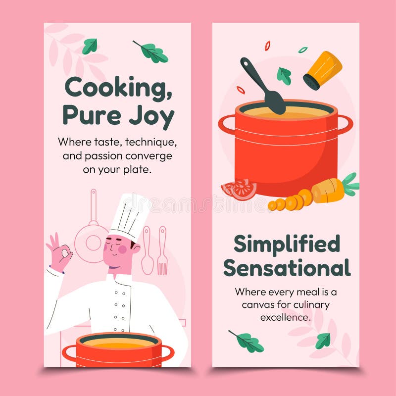 Hand Drawn Flat Vertical Banner Template Set Stock Illustration ...