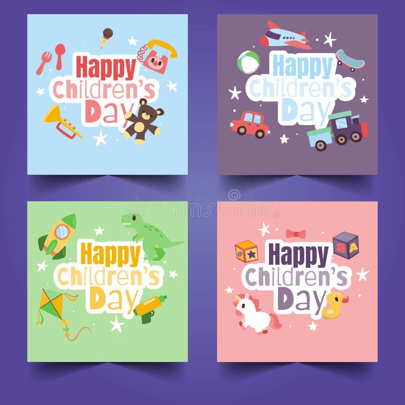 Hand Drawn Flat World Children S Day Banners Collection Vector Design ...