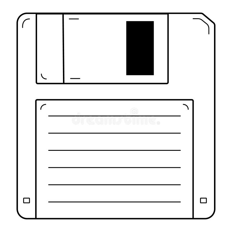 Hand Drawn Floppy Disk for a Computer. Devices of the 80s, 90s for ...