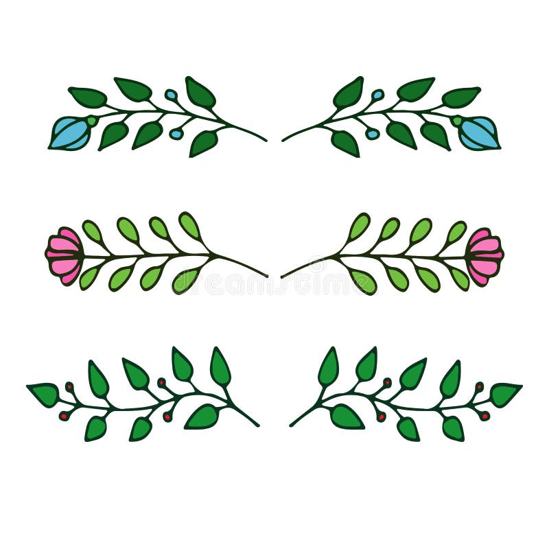 Hand Drawn Floral Elements. Set of Flowers and Decorative Elements ...