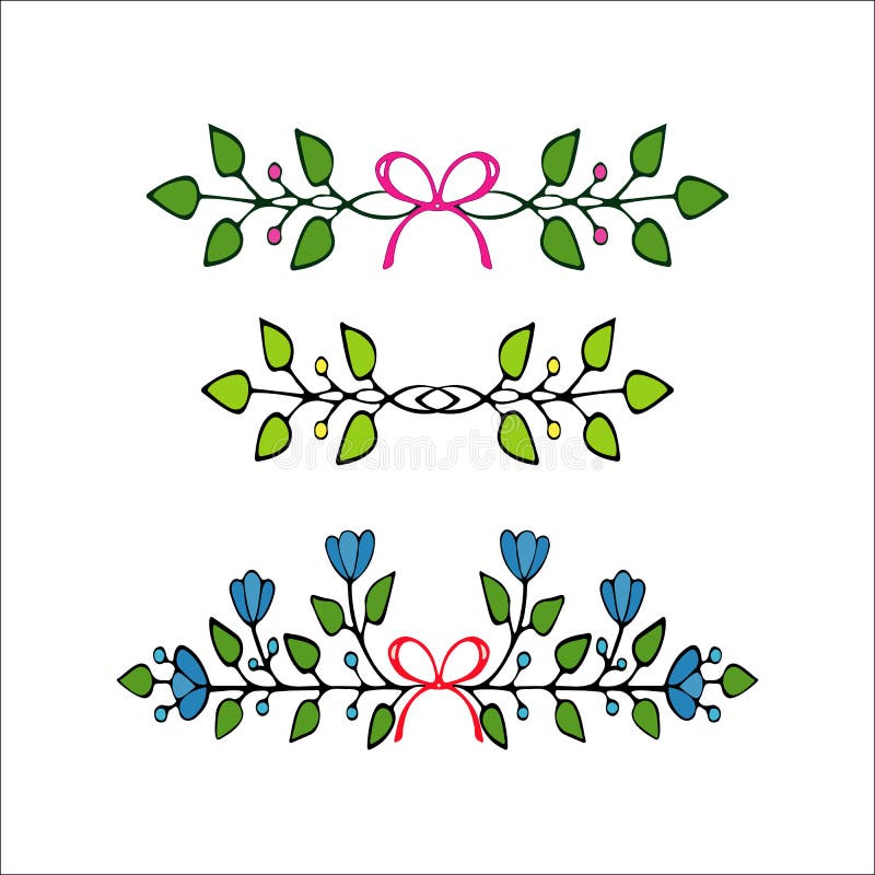 Hand Drawn Floral Elements. Set of Flowers and Decorative Elements ...
