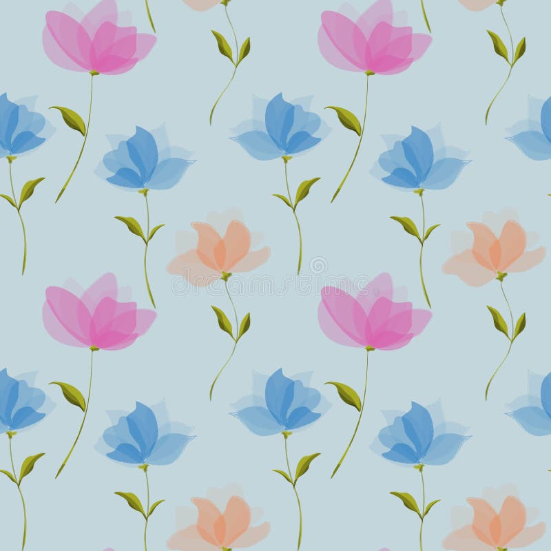 Hand Drawn Floral Flower Pattern. Stock Vector - Illustration of ...