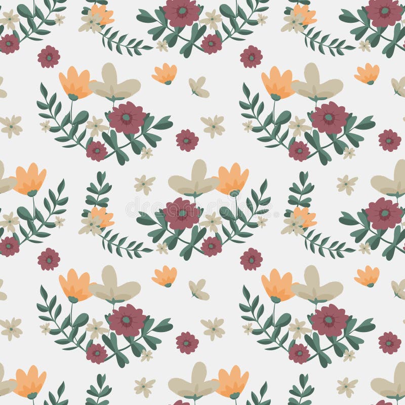 Hand Drawn Floral Flower Pattern. Stock Vector - Illustration of ...