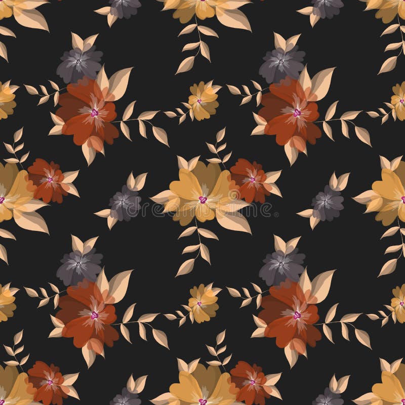 Hand Drawn Floral Flower Pattern. Stock Vector - Illustration of ...