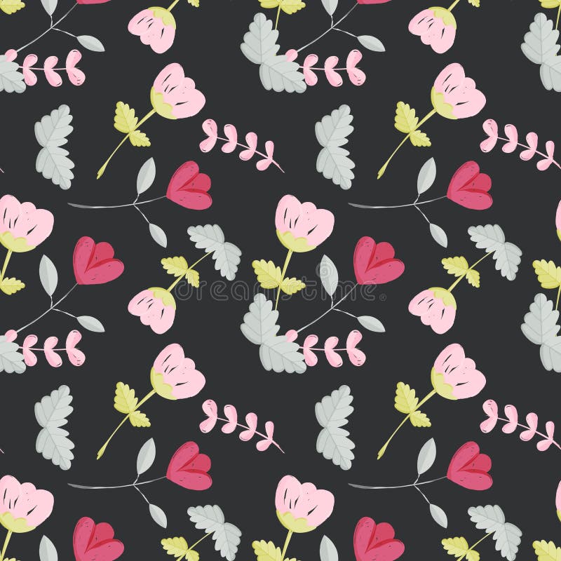 Hand Drawn Floral Flower Pattern. Stock Vector - Illustration of print ...