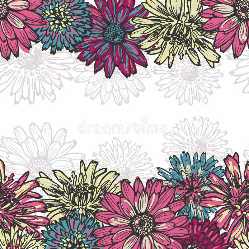 Hand Drawn Floral Horizontal Seamless Border Stock Vector ...