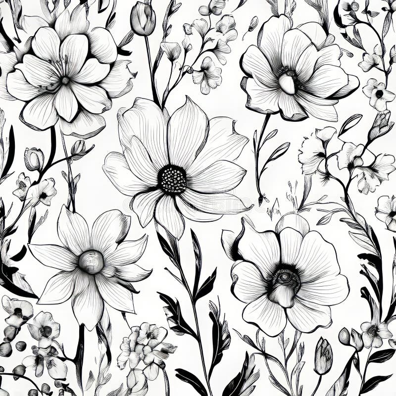 Hand Drawn Floral Illustration Charming and Whimsical Illustrat Stock ...