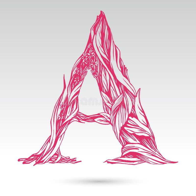 Hand Drawn Floral Letter a . Stock Vector - Illustration of floral ...