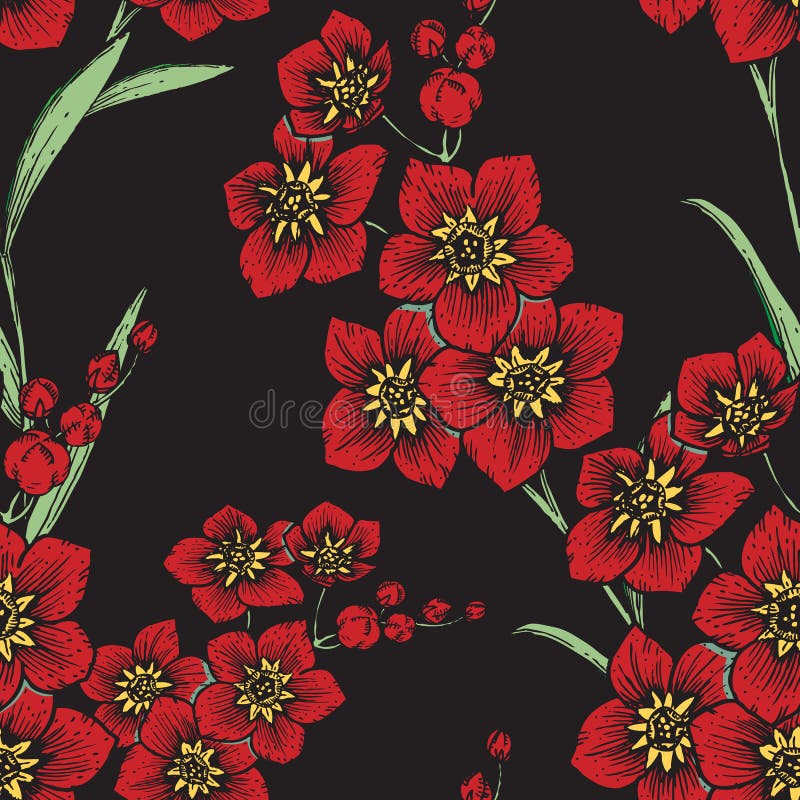 Hand drawn floral pattern stock vector. Illustration of grand - 61711652