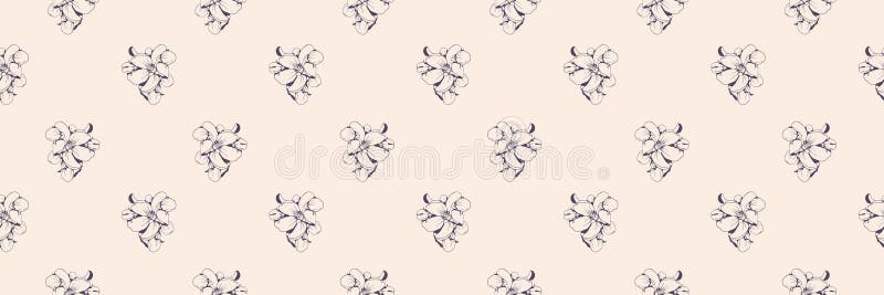 Hand Drawn Floral Pattern Vector Design. Flower Drawing Simple Ornament ...